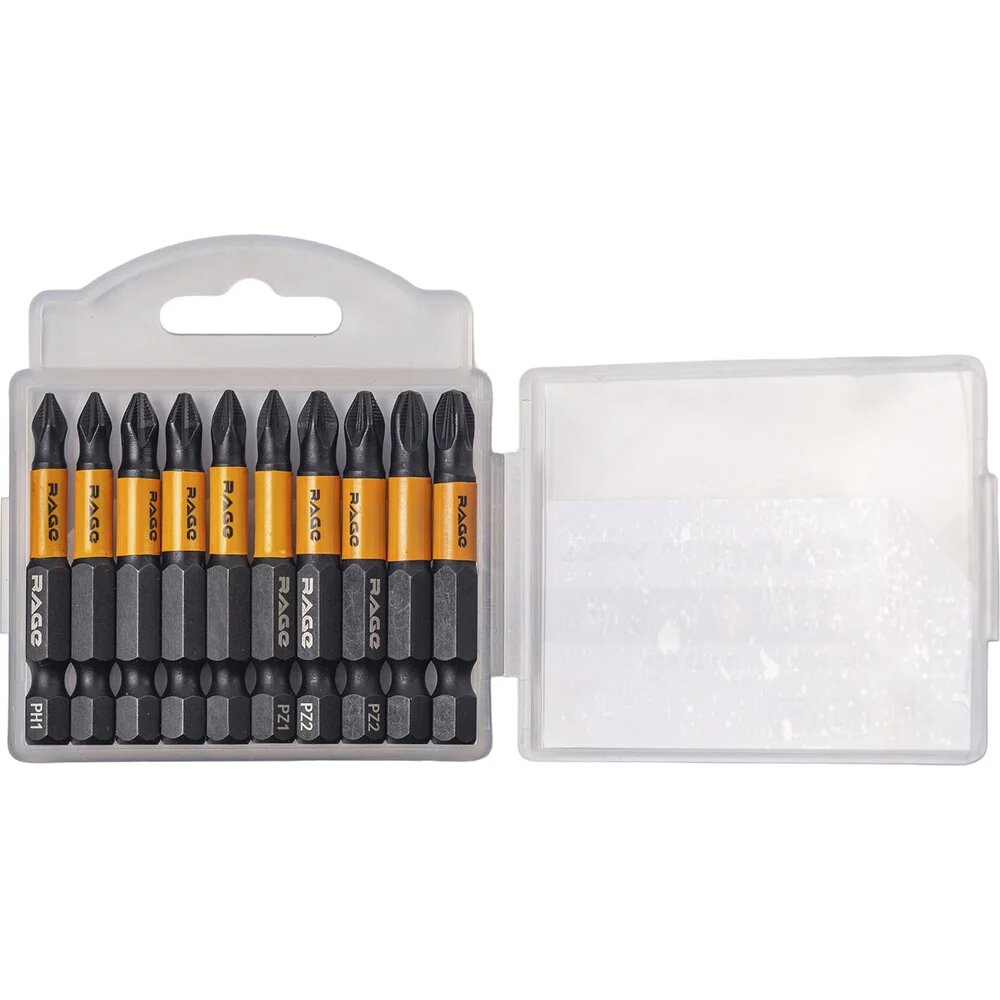 Набор бит магнитных S2, PH, PZ x 50 мм, 10 шт By VIRA RAGE 554191, стальной, белый, износостойкий