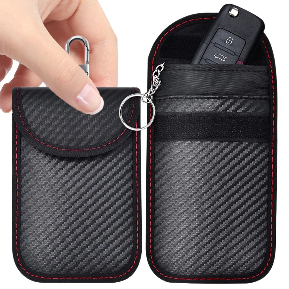 Коробка для блокировки сигнала автомобильного ключа и 2 упаковки сумок Фарадея, экранирующая коробка для блокировки сигнала, противоугонная защитная клетка для ключей от машины