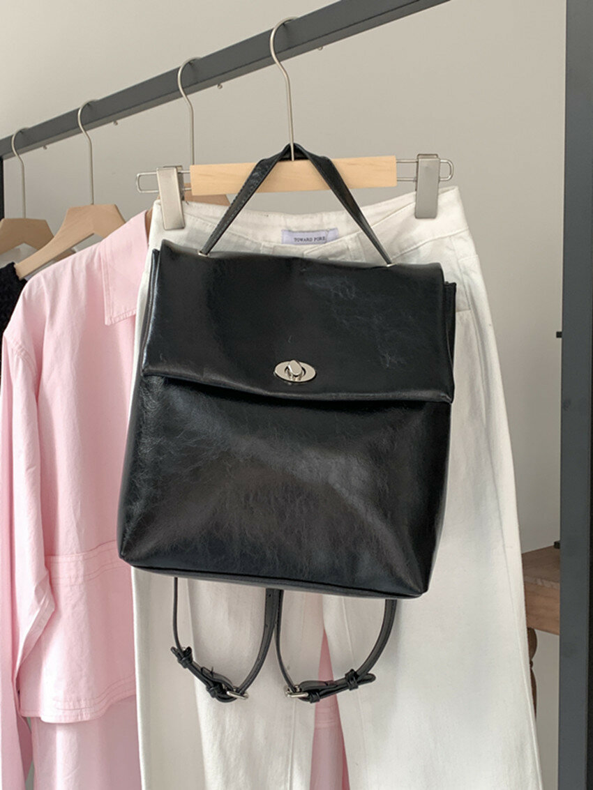 Рюкзак, женский, нишевый дизайн, серебристый, черный