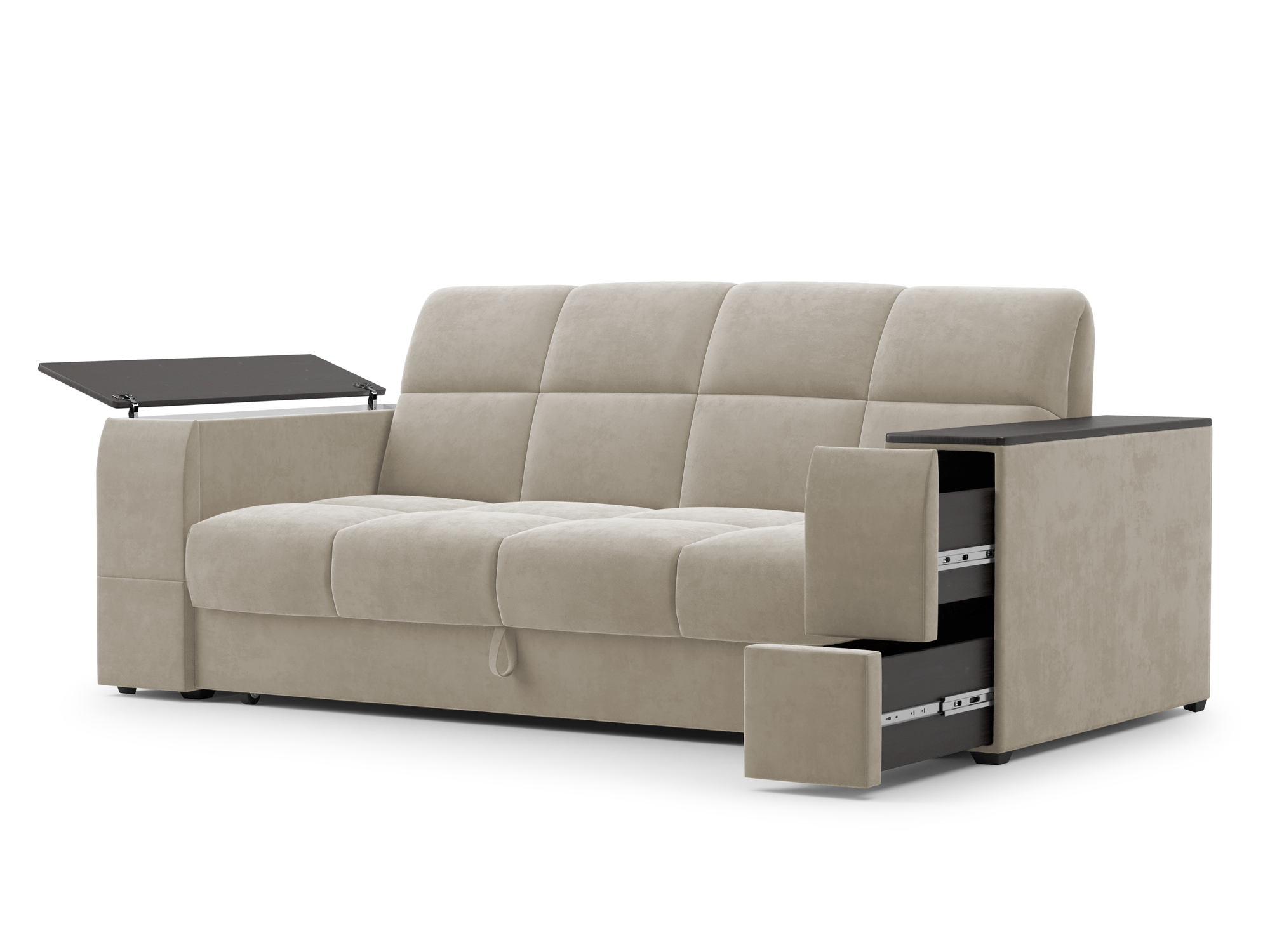 Диван-кровать Флай, аккордеон, ортопедическое основание, подлокотники короб+ящики, 160*200, съемный чехол, велюр.