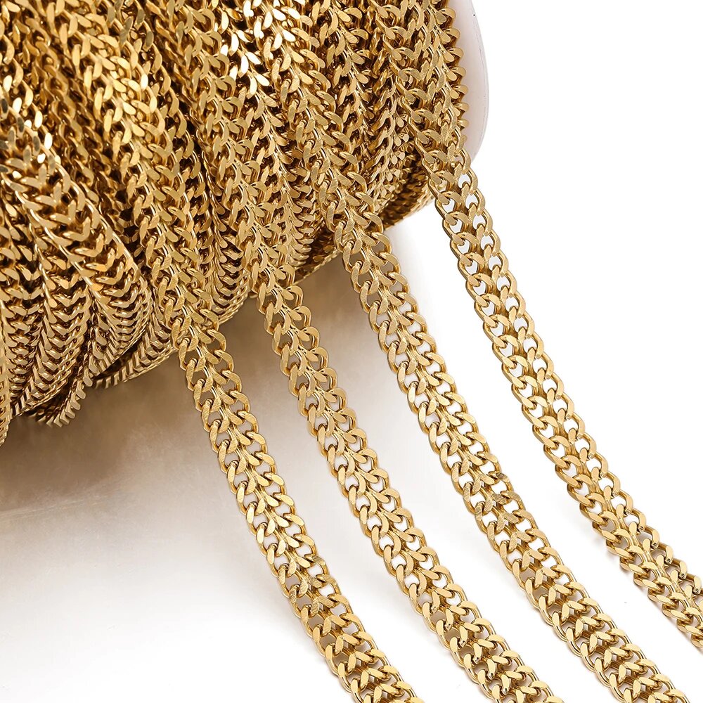 Кубинские цепи из нержавеющей стали St.kunkka 5,5/6,5/8 мм для рукоделия Gold 02