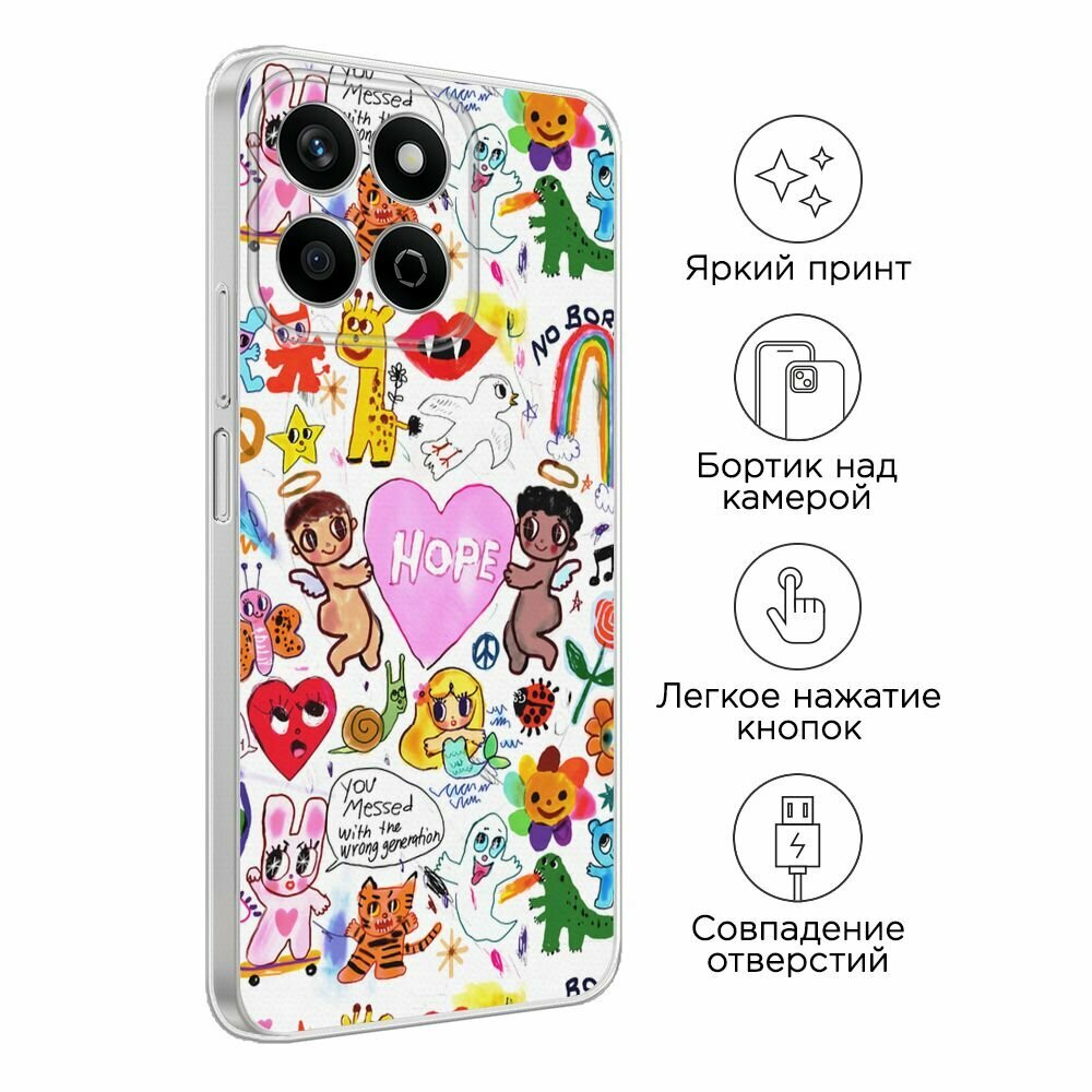 Силиконовый чехол на Honor X7c / Хонор X7c с принтом "Милые рисунки" — фото 1