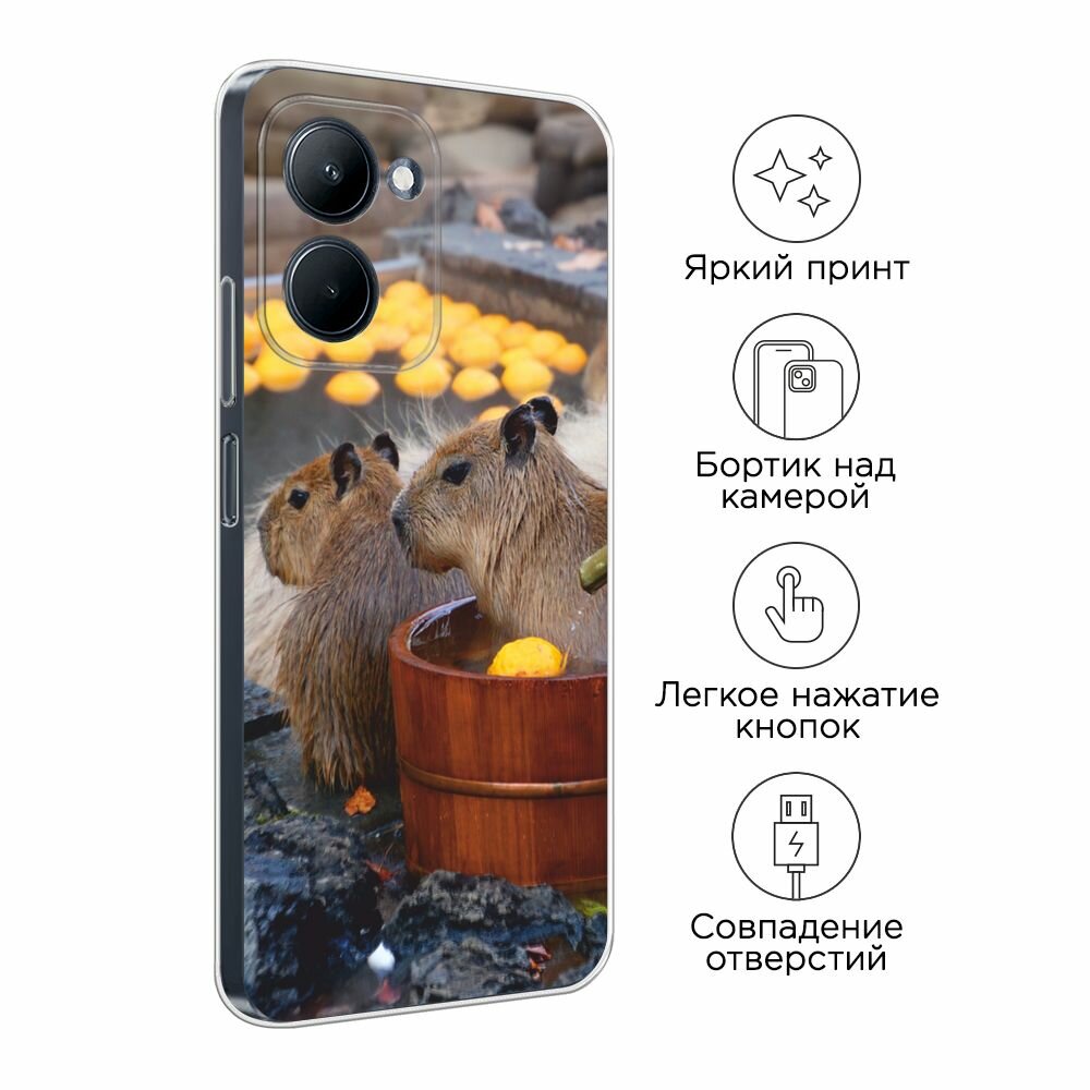 Чехол на Realme C33 / Реалми С33 с принтом "Капибары отмокают" — фото 1