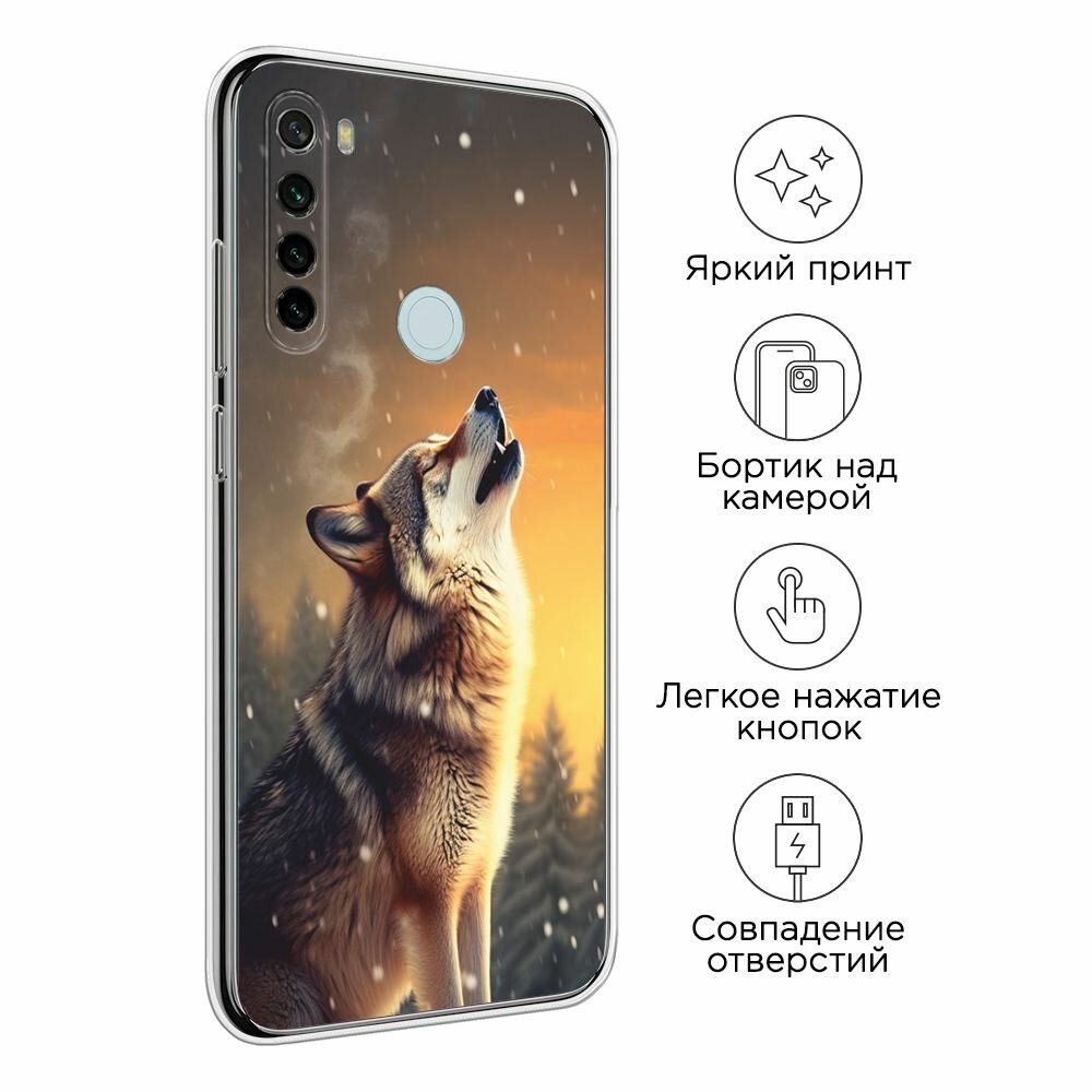 Чехол на Xiaomi Redmi Note 8T / Сяоми Редми Нот 8Т с принтом "Воющий волк" — фото 1
