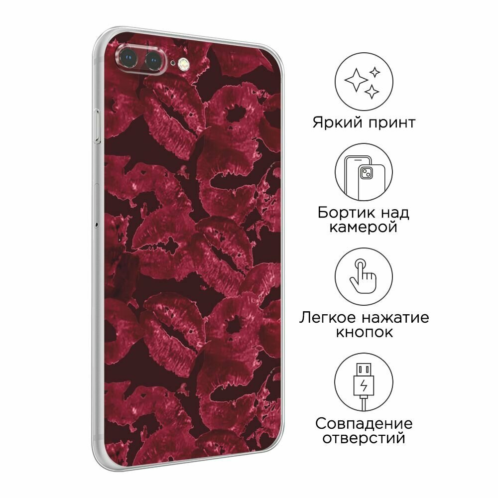 Чехол на Apple iPhone 7 Plus / Айфон 7 Плюс с принтом Помада паттерн 1 — фото 1