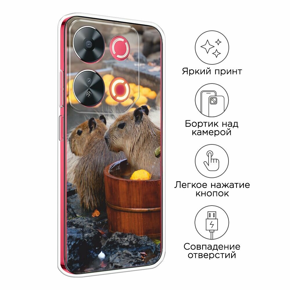 Силиконовый чехол на Itel P65 / Ител P65 с принтом "Капибары отмокают" — фото 1