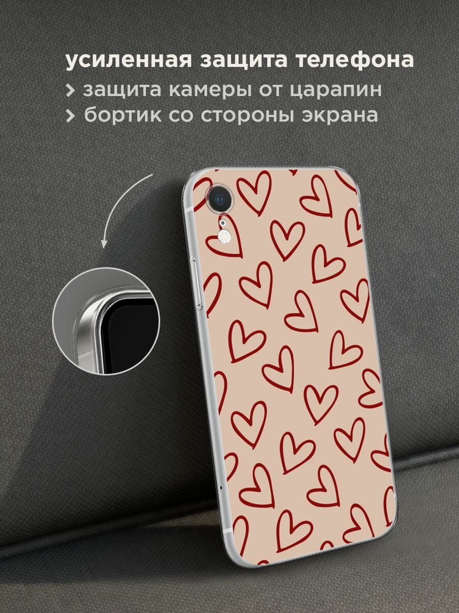 Чехол на Apple iPhone XR / Айфон XR с принтом "Little hearts doodles 1 - 14 февраля" — фото 1