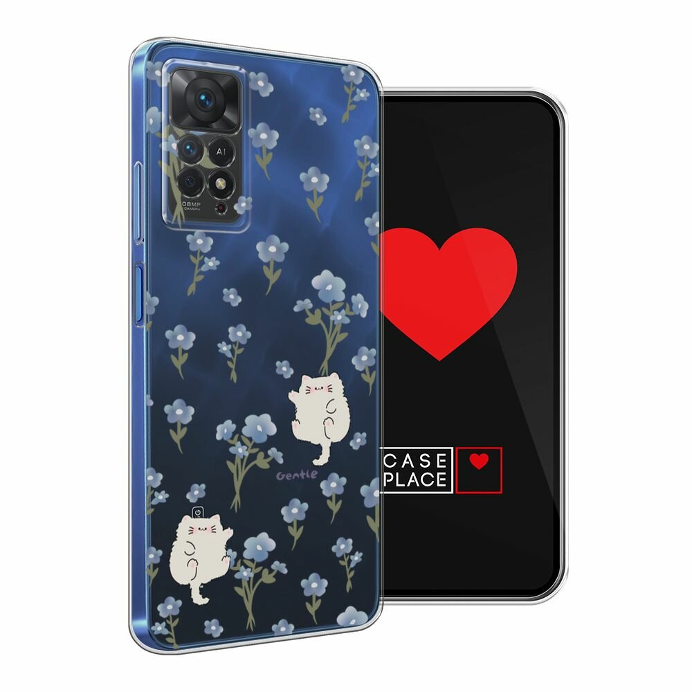 Чехол на Xiaomi Redmi Note 11E Pro / Сяоми Редми Нот 11E Pro Про с принтом "Gentle cats", прозрачный — фото 1
