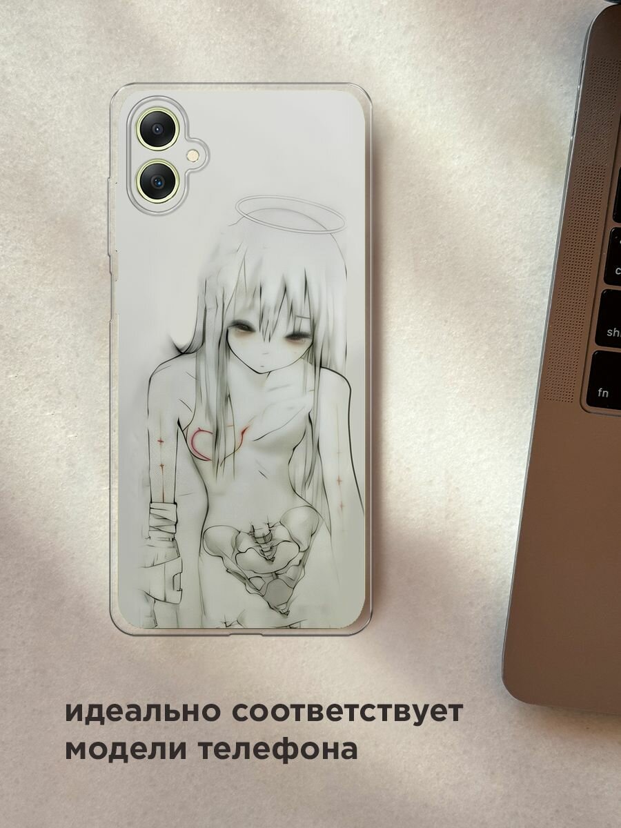Чехол на Samsung Galaxy A06 / Самсунг Галакси А06 с принтом "Аниме рисунок чёрно-белый" — фото 1