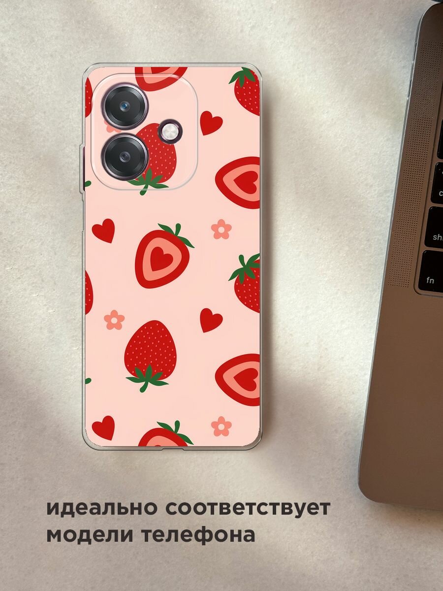 Чехол на Oppo A3/A3x / Оппо А3/A3x с принтом "Heart strawberries 1 - 14 февраля" — фото 1