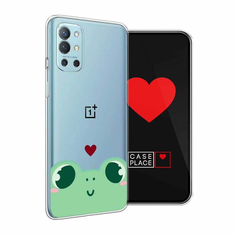 Чехол на OnePlus 9R / ВанПлас 9R с принтом "Влюблённая лягушка - 14 февраля", прозрачный — фото 1