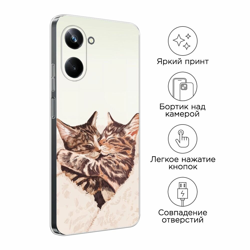 Чехол на Realme 10 Pro / Реалми 10 Про с принтом "Влюбленные котейки - 14 февраля" — фото 1
