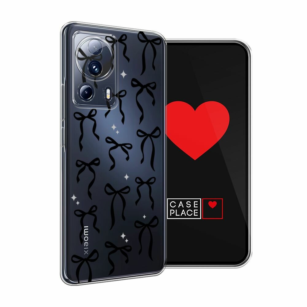Чехол на Xiaomi 13 Lite / Сяоми 13 Лайт с принтом "Black bows", прозрачный — фото 1