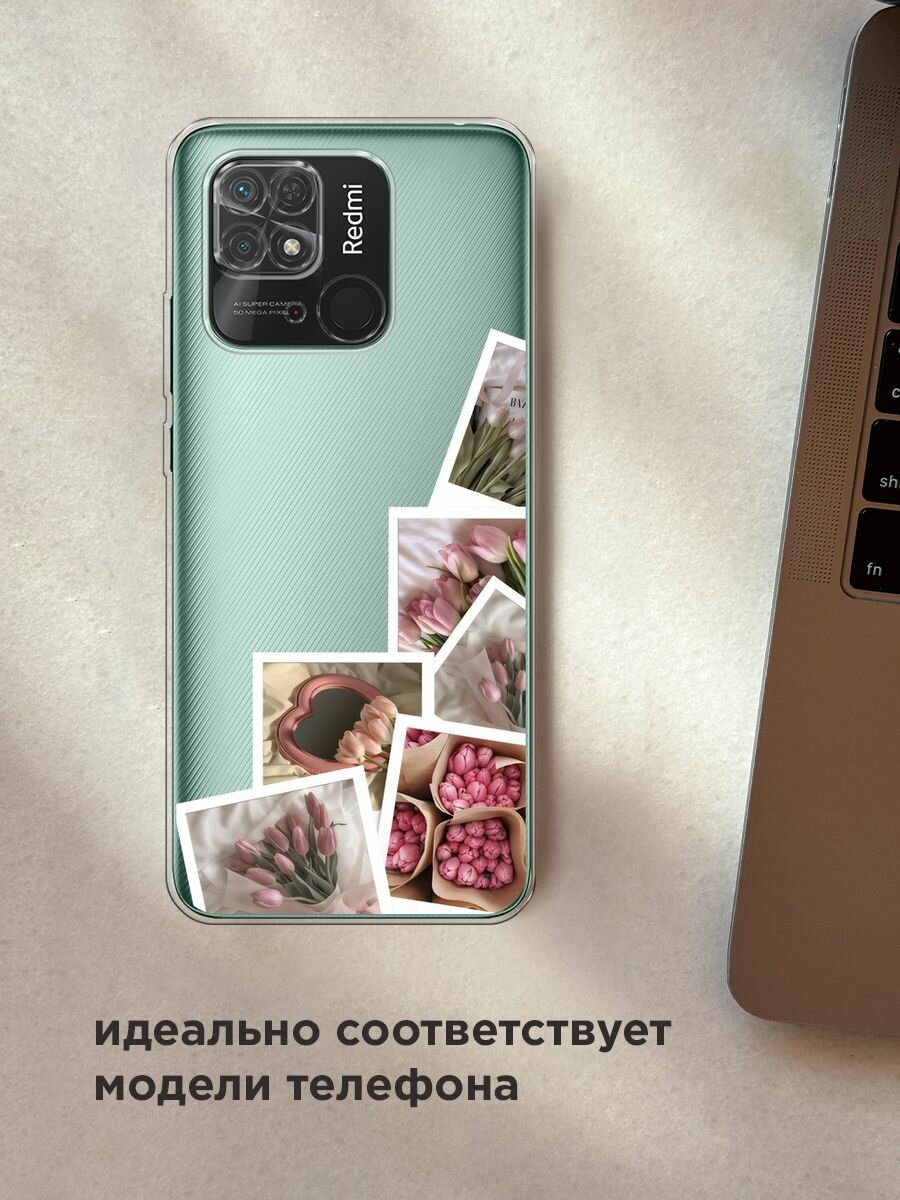 Чехол на Xiaomi Redmi 10C / Сяоми Редми 10C с принтом "Весенние фото - 8 марта", прозрачный — фото 1