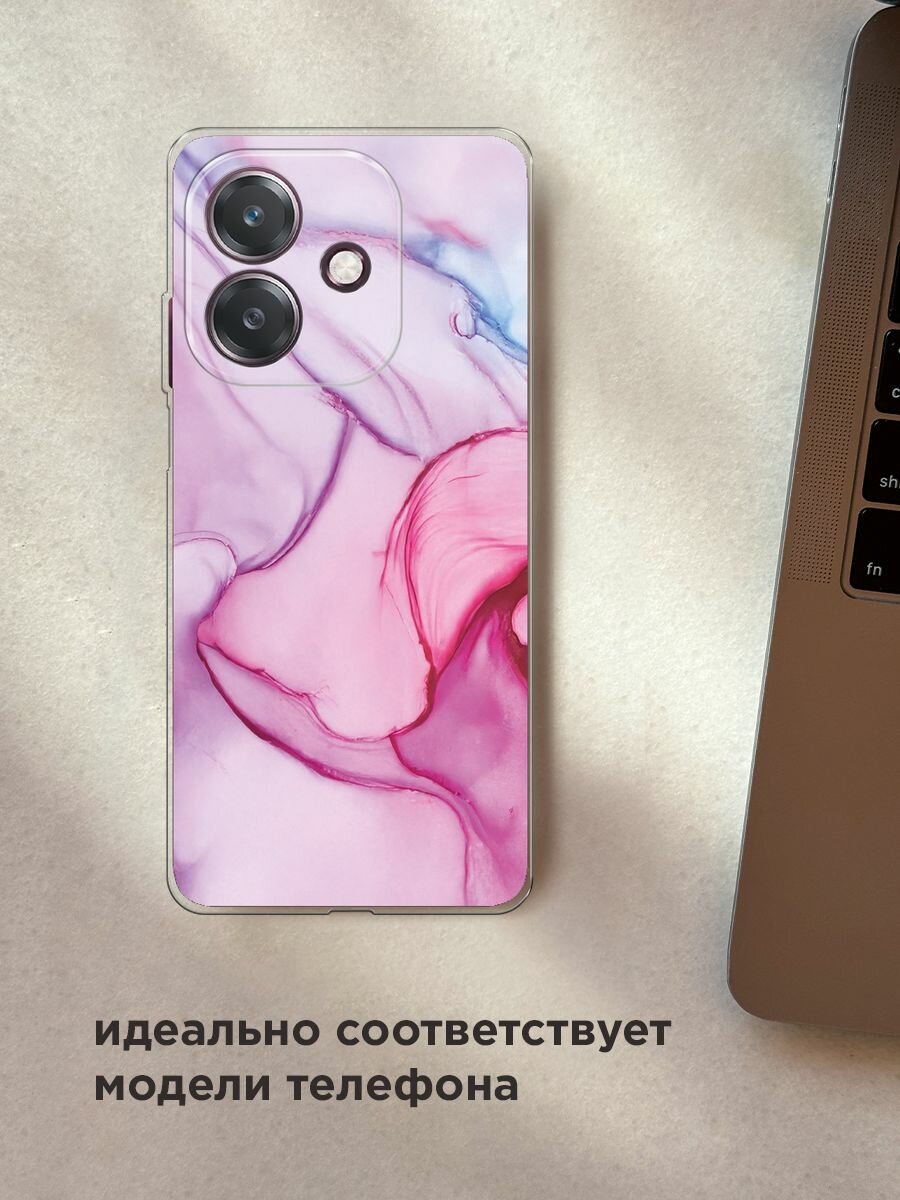 Чехол на Oppo A3/A3x / Оппо А3/A3x с принтом "Розовые мраморные разводы" — фото 1