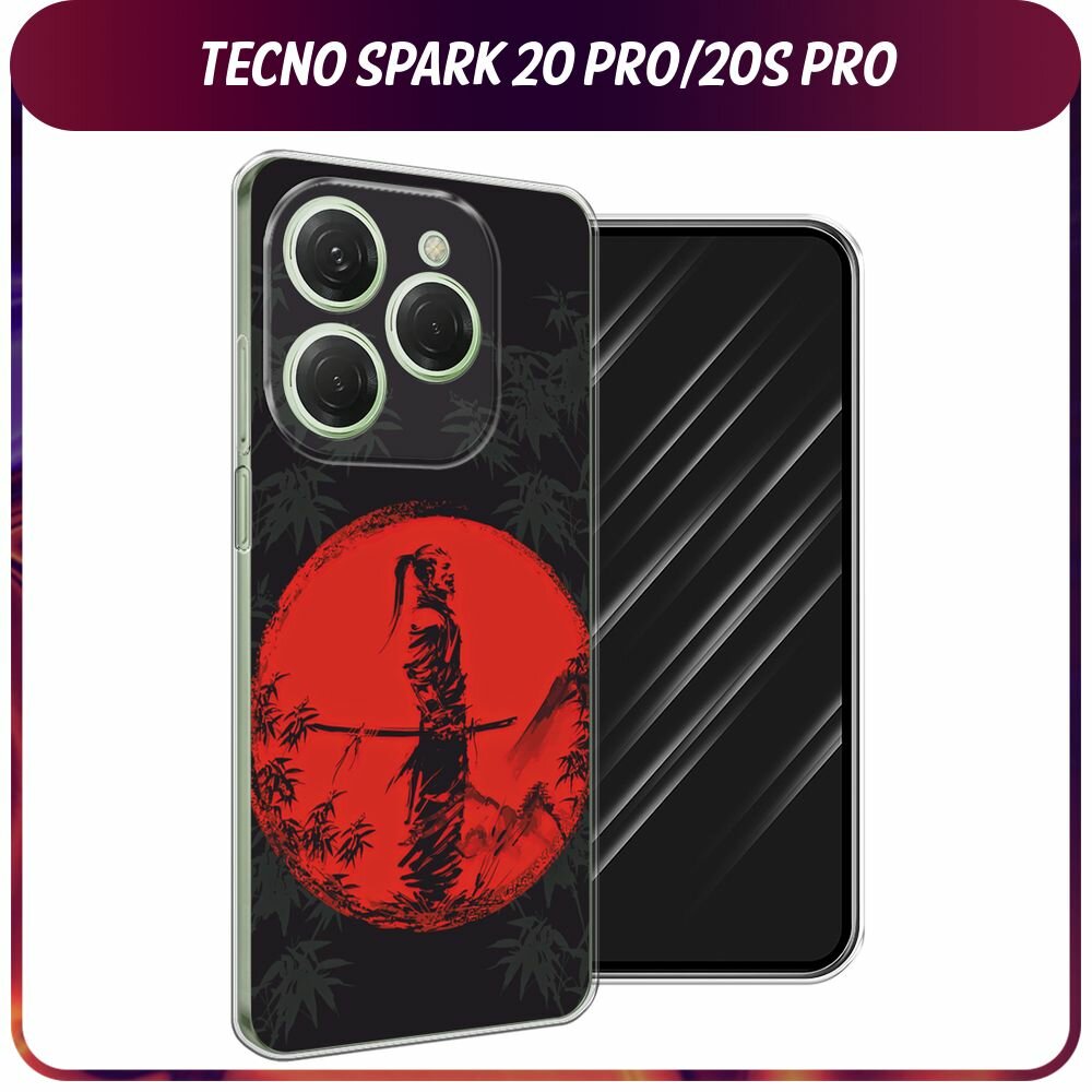 Чехол на Tecno Spark 20 Pro/20S Pro / Текно Спарк 20 Про/20S Про с принтом "Самурай на красном фоне"