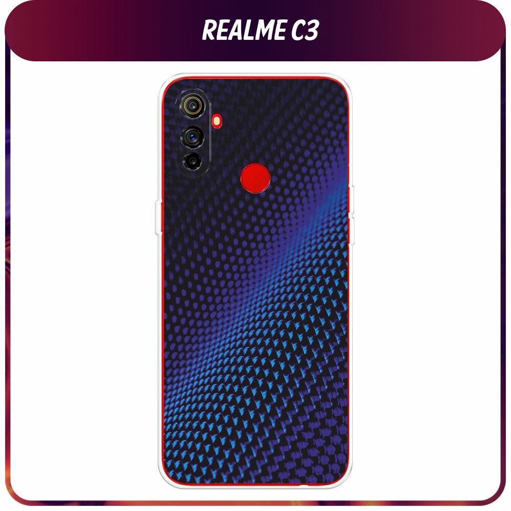 Силиконовый чехол на Realme C3 / Реалми C3 с принтом "Синий карбон"