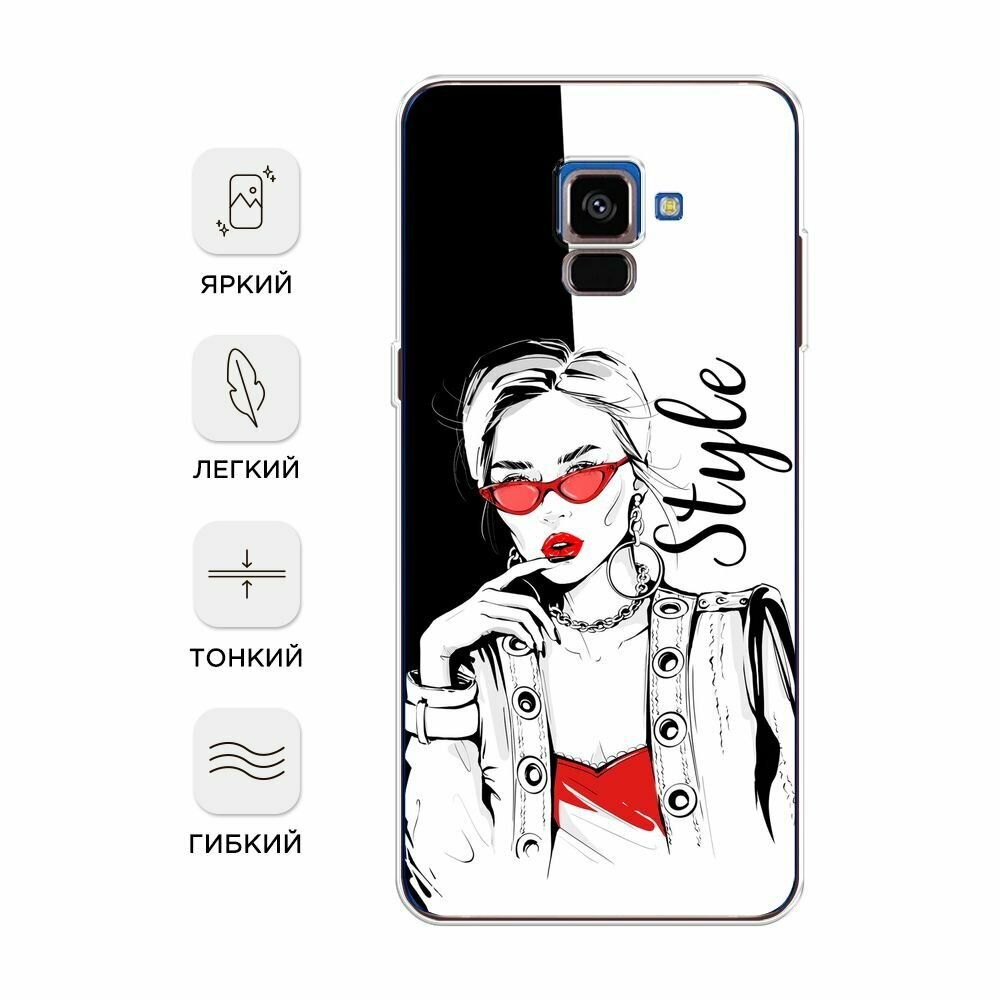 Чехол на Samsung Galaxy A8 2018 / Самсунг Галакси А8 2018 с принтом Черно-белый стиль — фото 1
