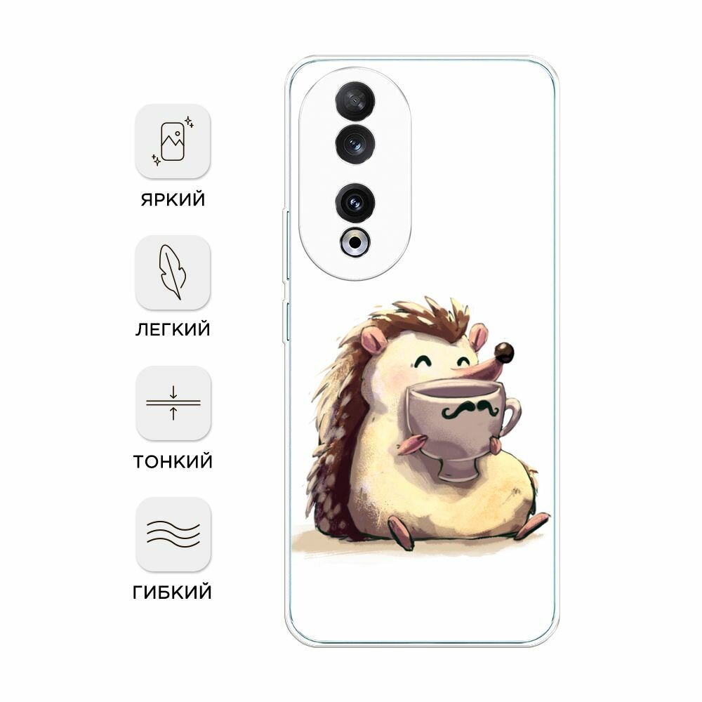 Силиконовый чехол на Honor 90 / Хонор 90 с принтом "Еж кофеман" — фото 1