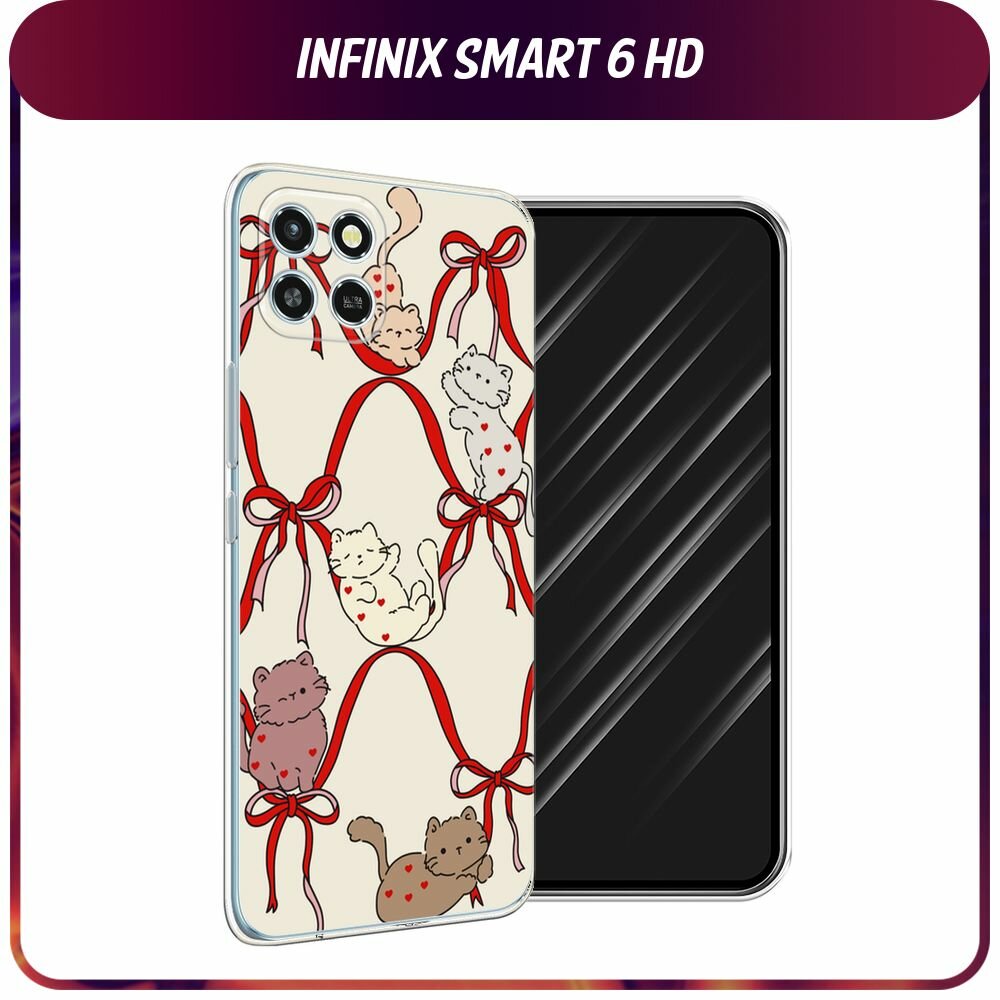 Чехол на Infinix SMART 6 HD / Инфиникс Смарт 6 HD с принтом "Котики в ленточках 1"