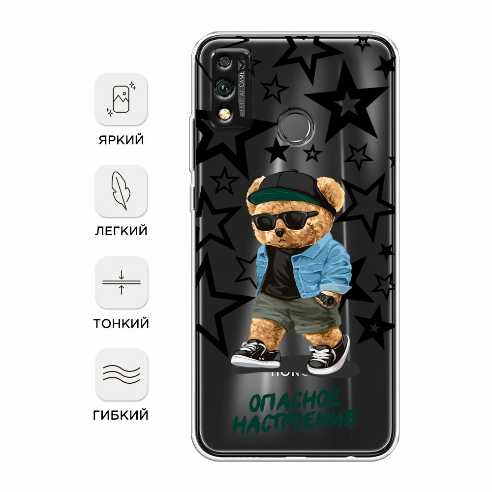 Чехол на Honor 9X Lite / Хонор 9X Лайт с принтом Опасное настроение, прозрачный — фото 1