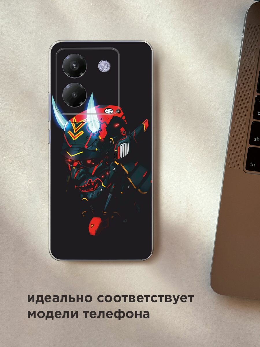 Чехол на Poco M7 Pro / Поко М7 Про с принтом "Неоновый самурай" — фото 1