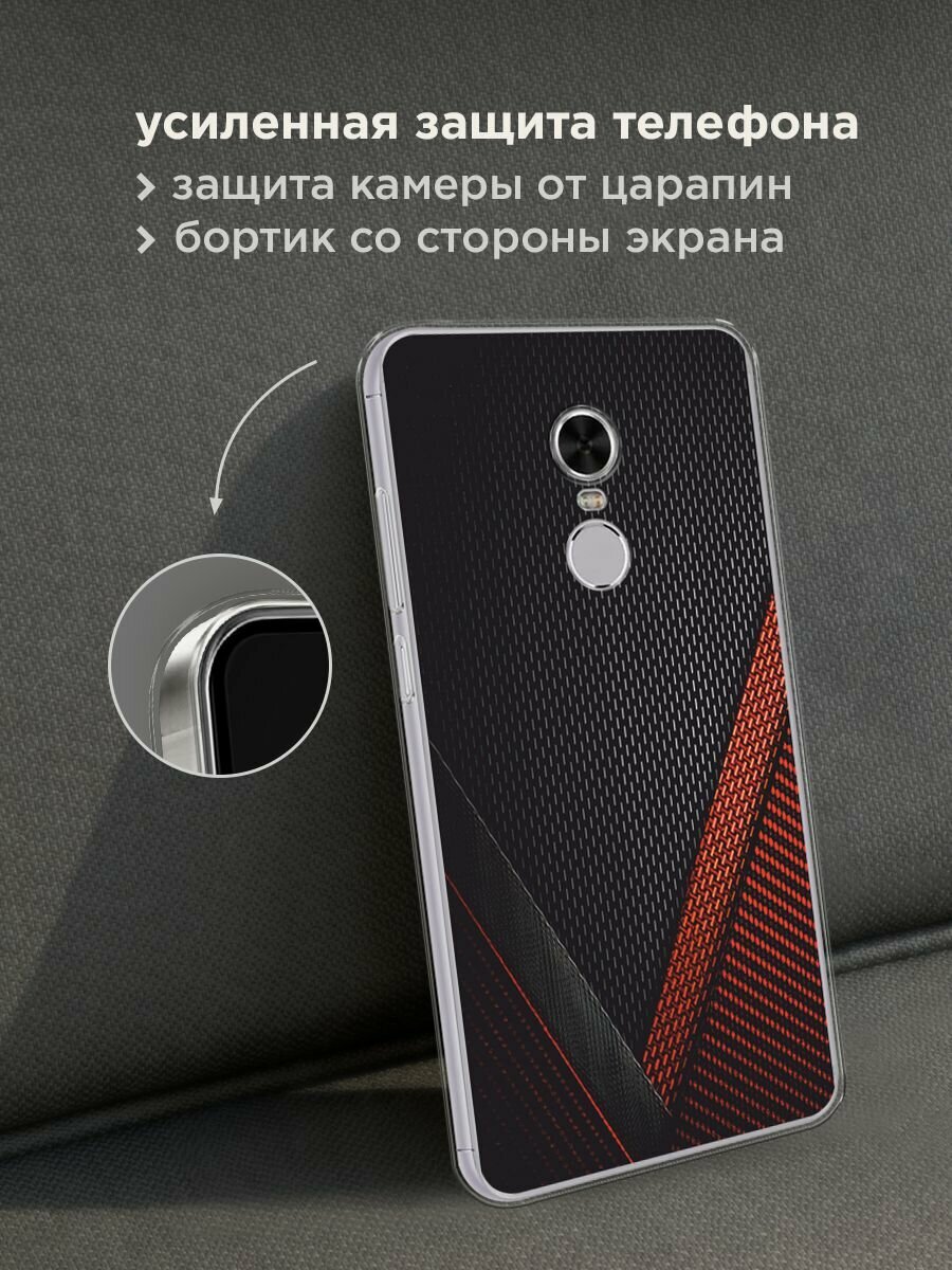 Чехол на Xiaomi Redmi Note 4 (MediaTek) / Сяоми Редми Ноут 4 (MediaTek) с принтом "Красный карбон" — фото 1