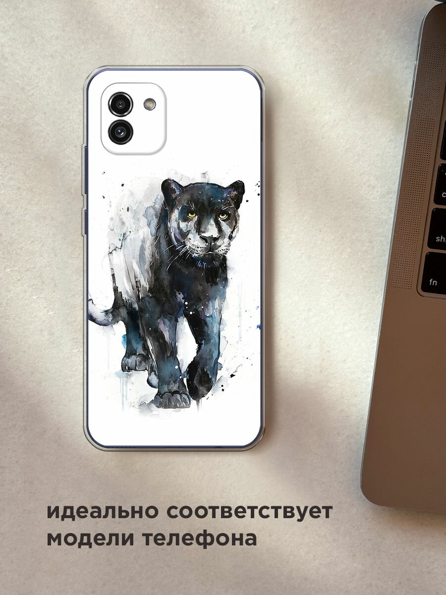 Чехол на Samsung Galaxy A03 / Самсунг Галакси А03 с принтом "Пантера арт 3" — фото 1