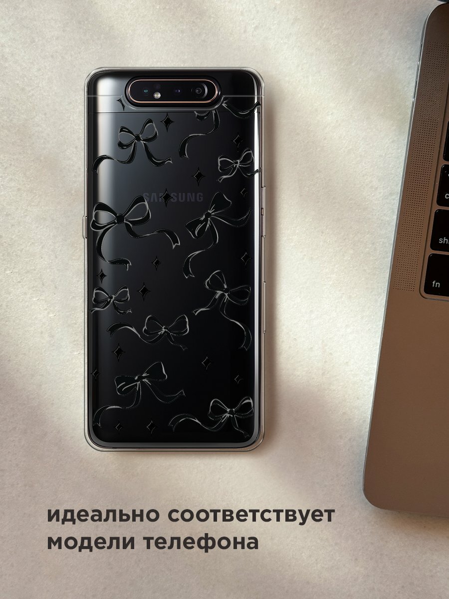 Чехол на Samsung Galaxy A80 / Самсунг Гэлакси A80 с принтом "Милые чёрные бантики 4" — фото 1