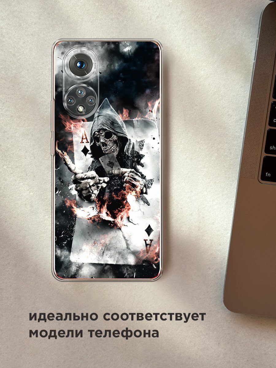 Чехол на Honor 50/Huawei Nova 9 / Хонор 50/Хуавей Нова 9 с принтом "Карты черепа в капюшоне" — фото 1