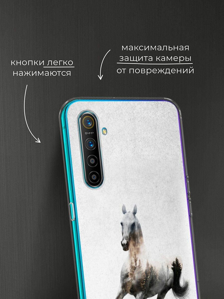 Силиконовый чехол на Realme XT / Реалми XT с принтом "Лошадь лес" — фото 1