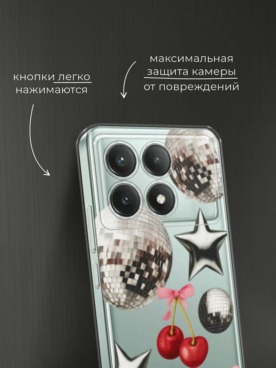 Чехол на Xiaomi Poco X6 PRO 5G / Поко X6 Про 5G с принтом "Стильная подборка", прозрачный — фото 1