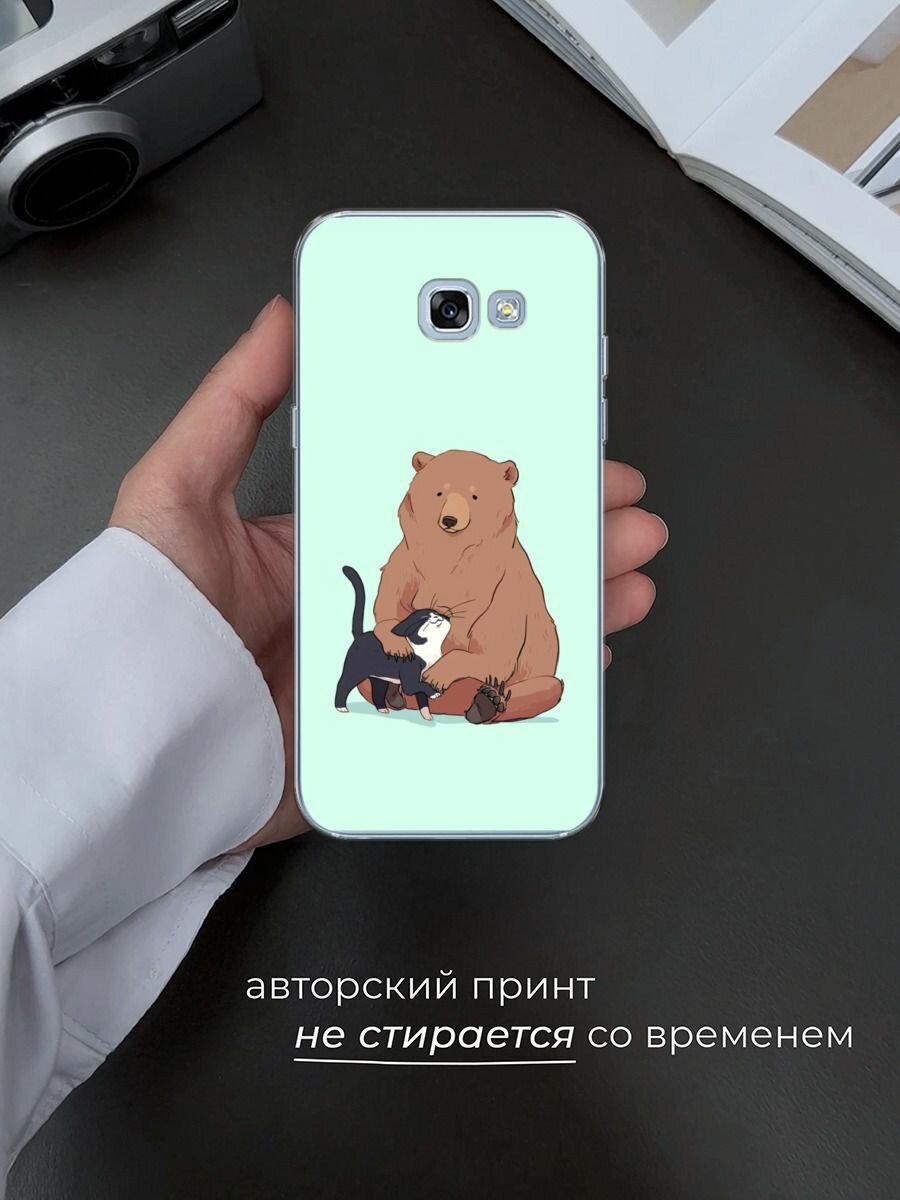 Чехол на Samsung Galaxy A5 2017 / Самсунг Галакси А5 2017 с принтом "Медведь и кошка дружба" — фото 1