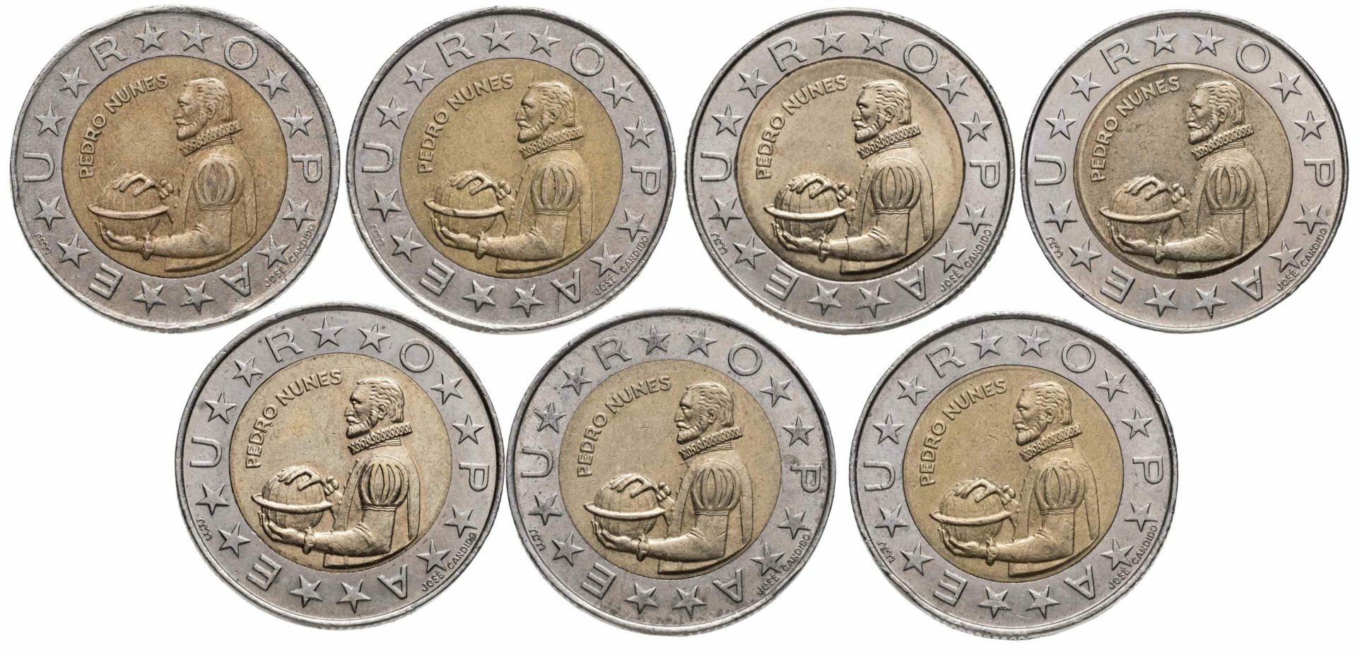 Португалия набор из 7 монет 100 эскудо 1989-2000, Биметалл, в сохранности XF