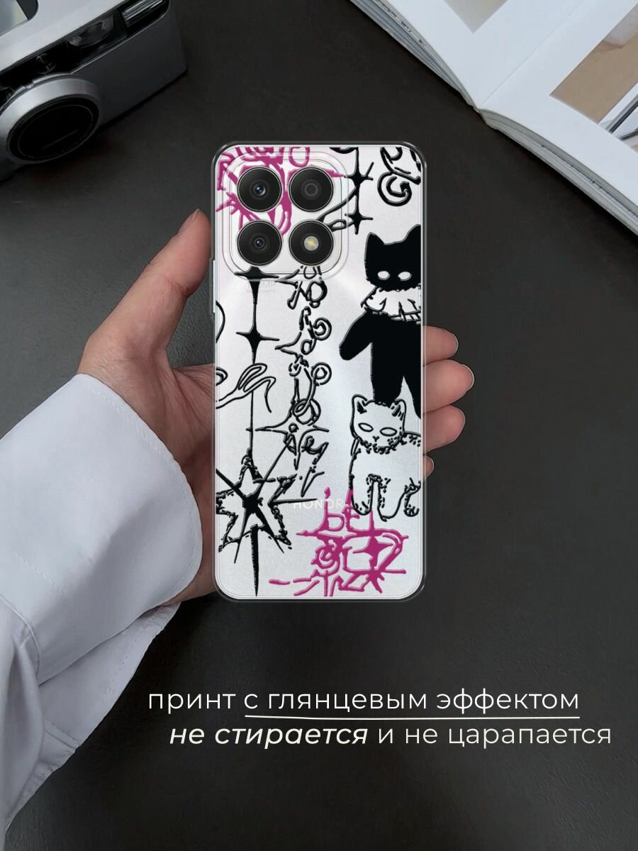 Чехол на Honor X8A / Хонор X8A с принтом "Готические котики" — фото 1