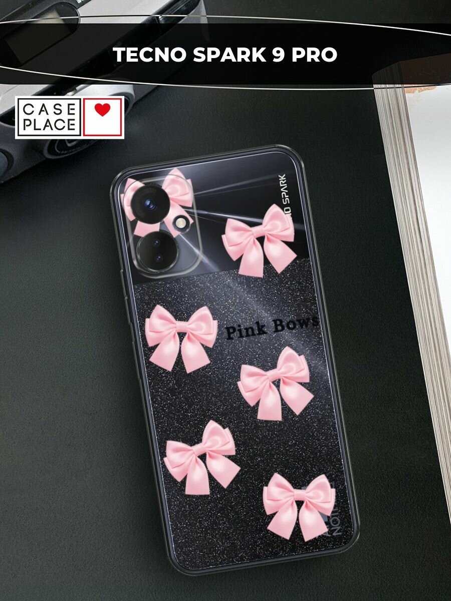 Чехол на Tecno Spark 9 Pro / Техно Спарк 9 Про с принтом "Pink Bows", прозрачный