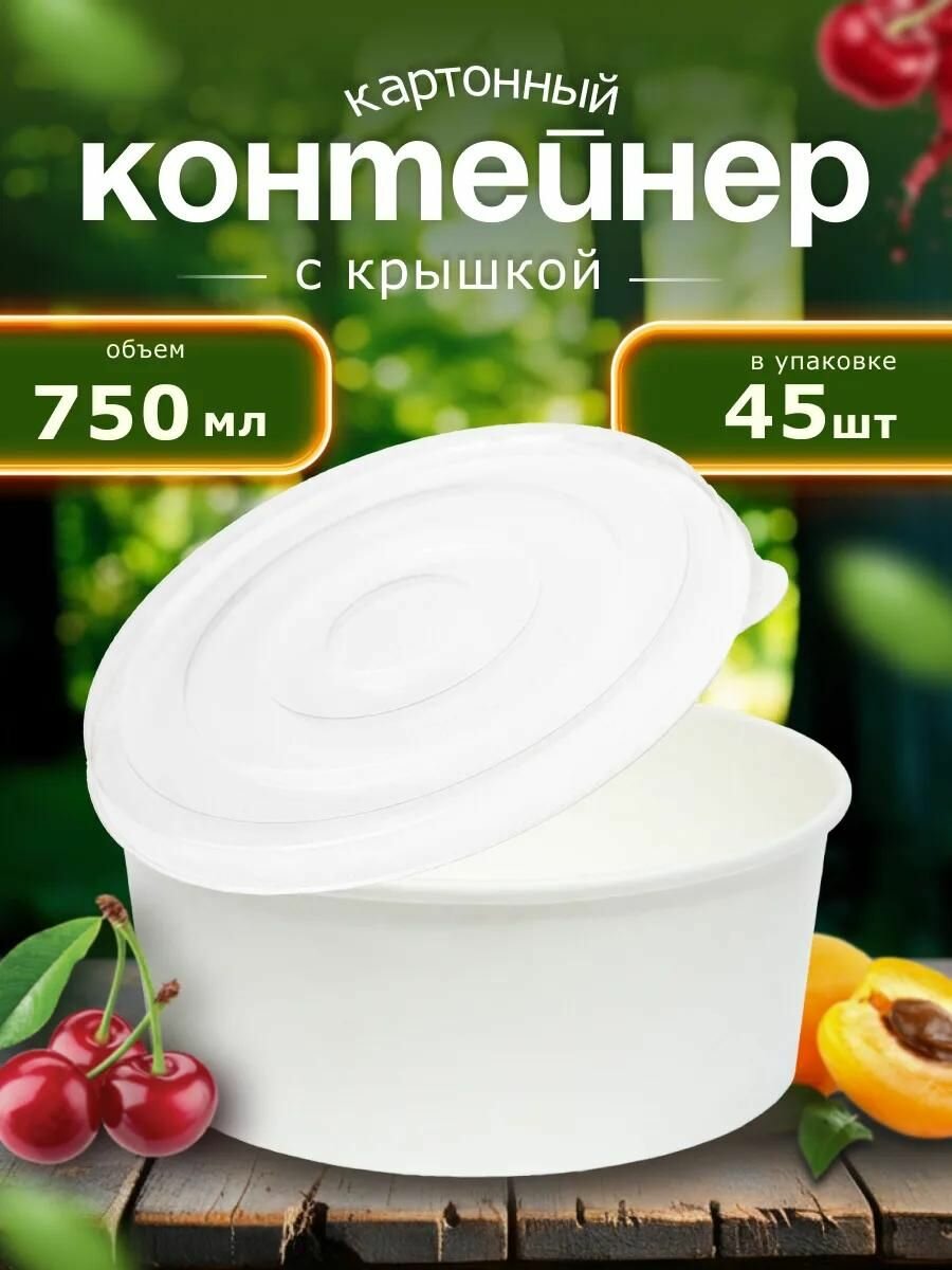 Контейнер одноразовый крафт для горячих блюд 750мл 45шт