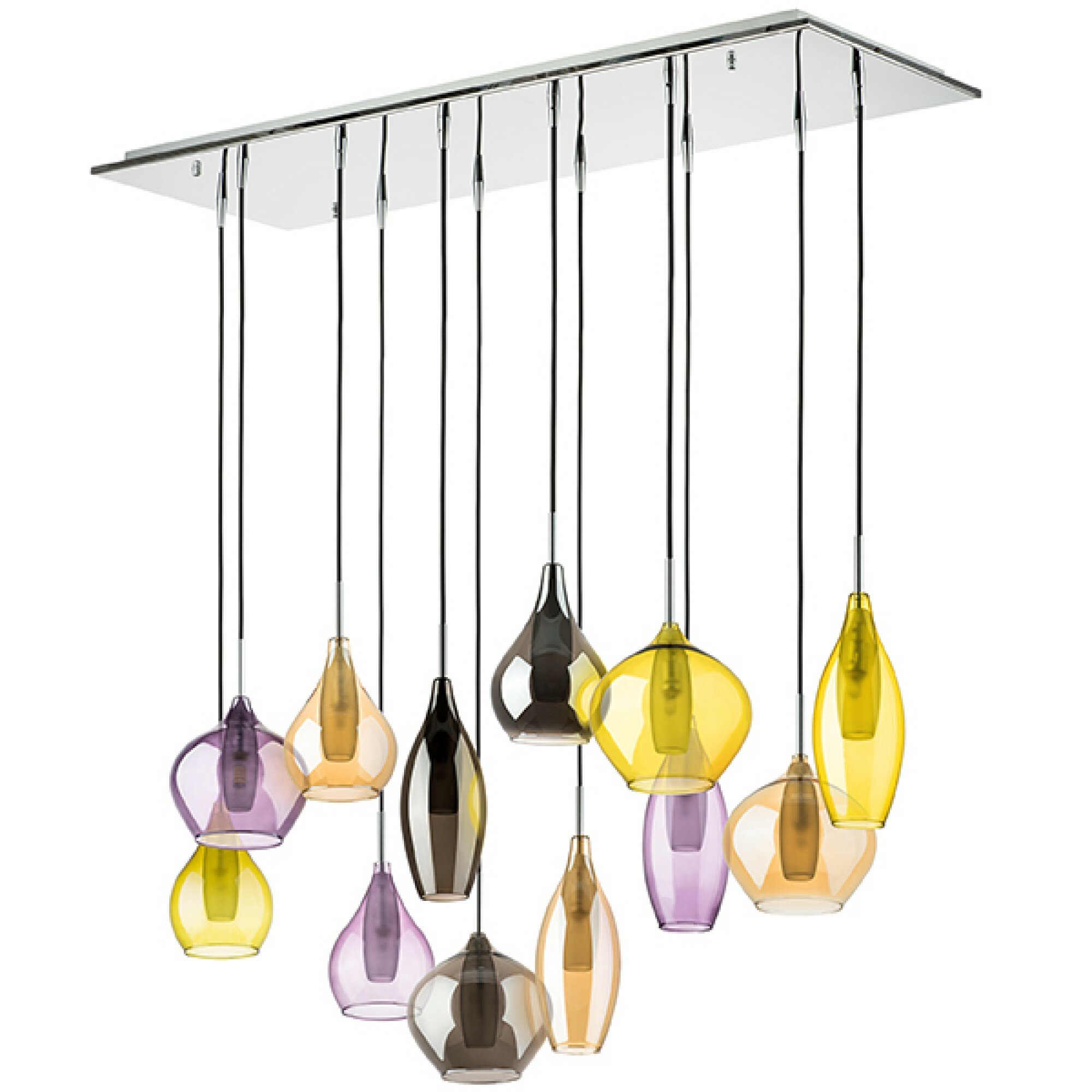 Подвес Lightstar 803125 Подвес PENTOLA 12x25W G9 chrome/amber, smoky, olive, plum