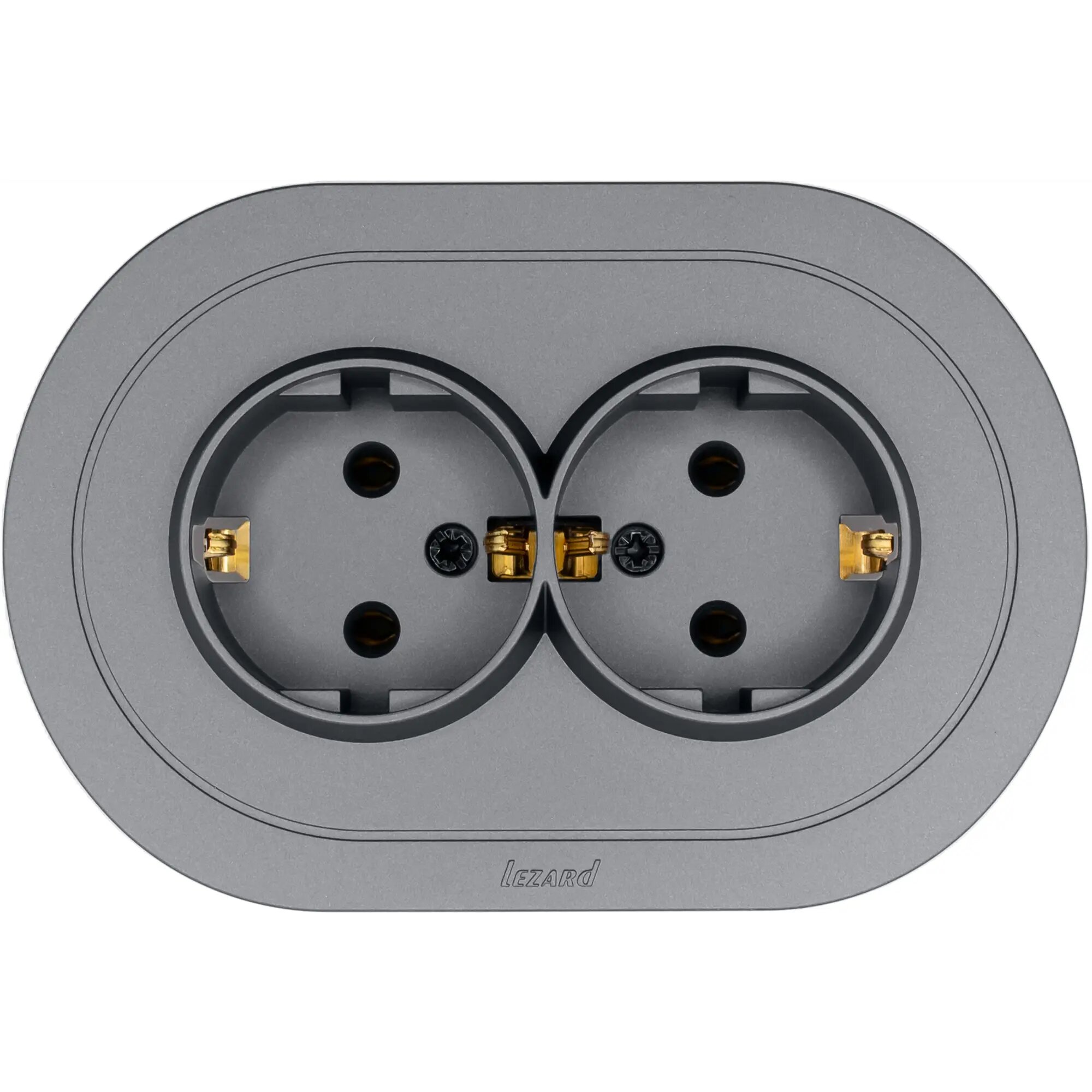 Osen розетка встраиваемая двойная с заземлением круглая серый цвет скрытого монтажа в стене