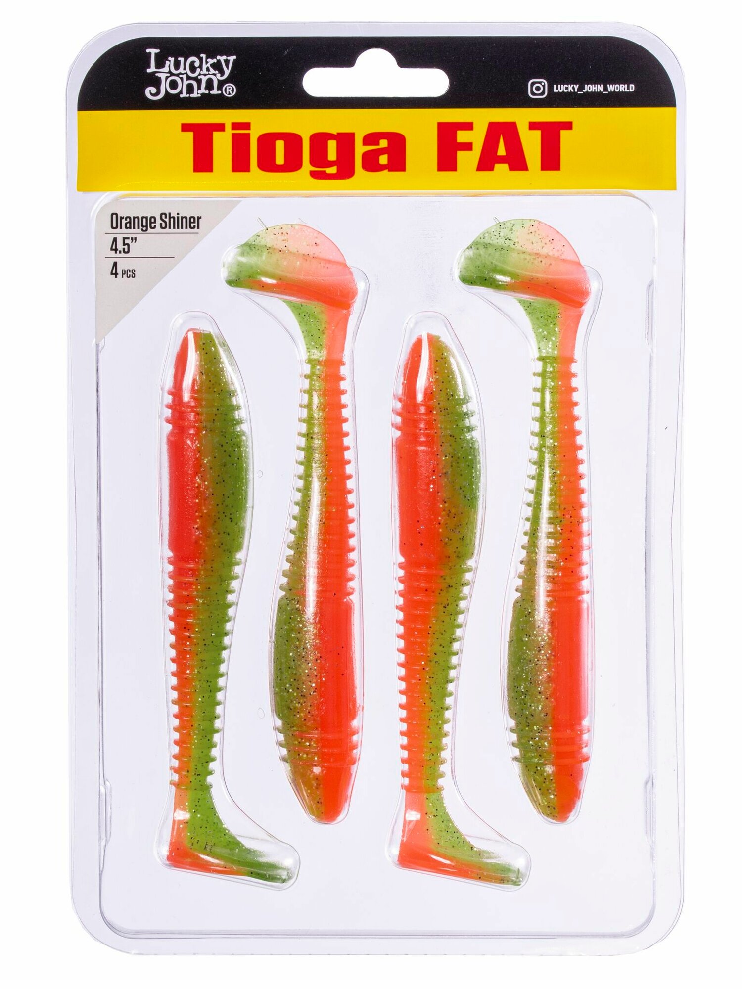 Виброхвост для рыбалки Lucky John Pro Series TIOGA FAT 4.5in/ 11.43см Z12 4шт. силиконовые приманки