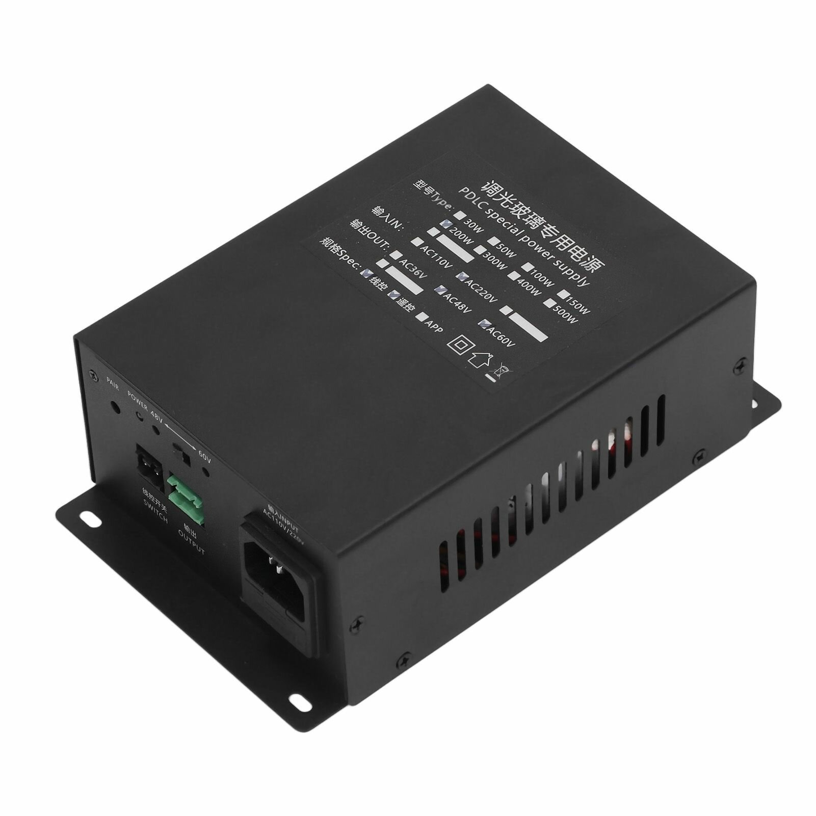 Блок питания PDLC, 200 Вт, линейный пульт дистанционного управления, затемняющий стеклянный контроллер с предохранителем для дома, вход 220 В переменного тока, выход 60 В переменного тока