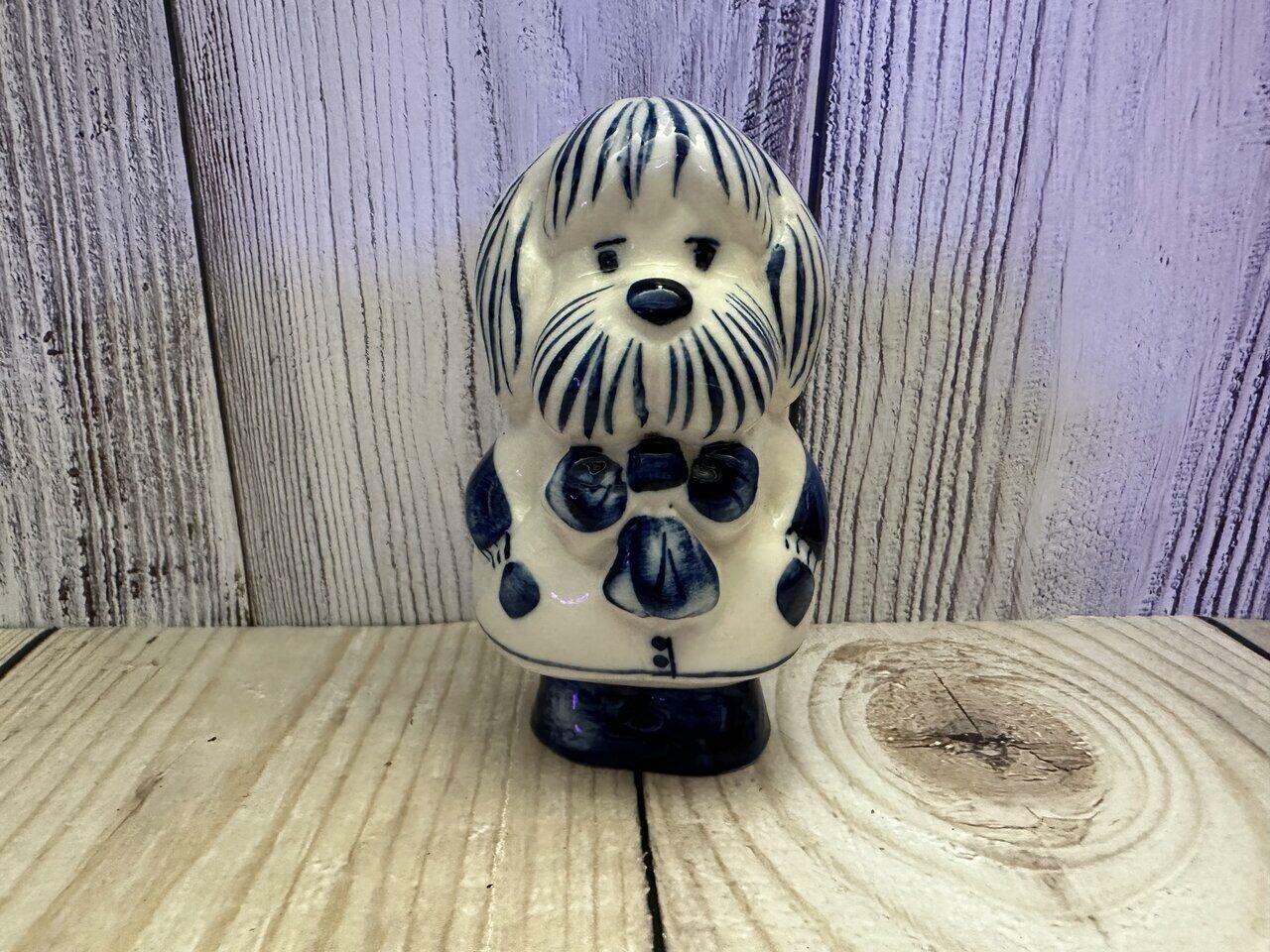 Статуэтка Собачка Гжель Фарфор винтаж