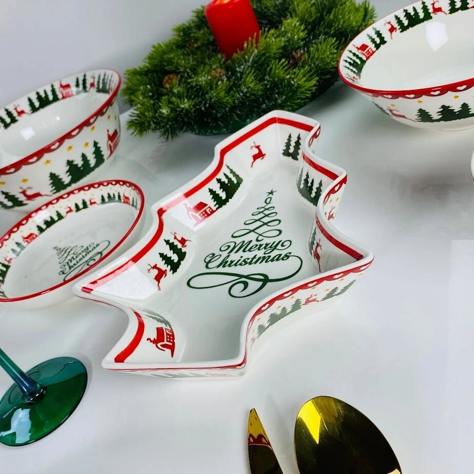 Глубокое блюдо Елка 28см новый ГОД Фарфор 164-056 118-164-056