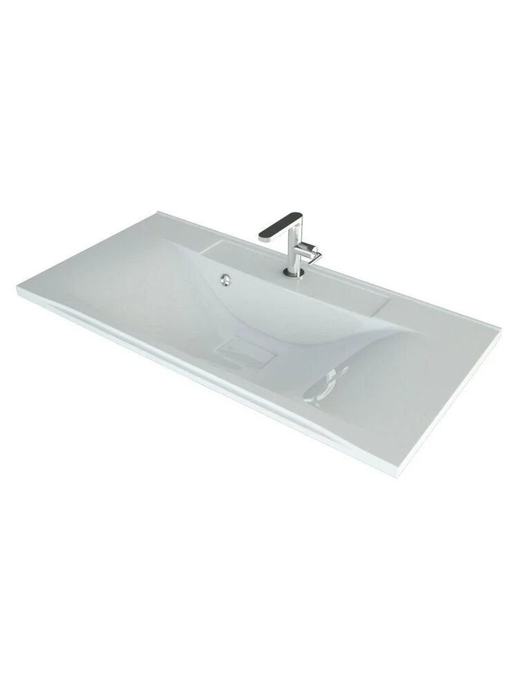 Мебельная раковина Uperwood Elen 90 накладная, из литьевого мрамора, белая, глянцевая, раковина для ванной, прямоугольная