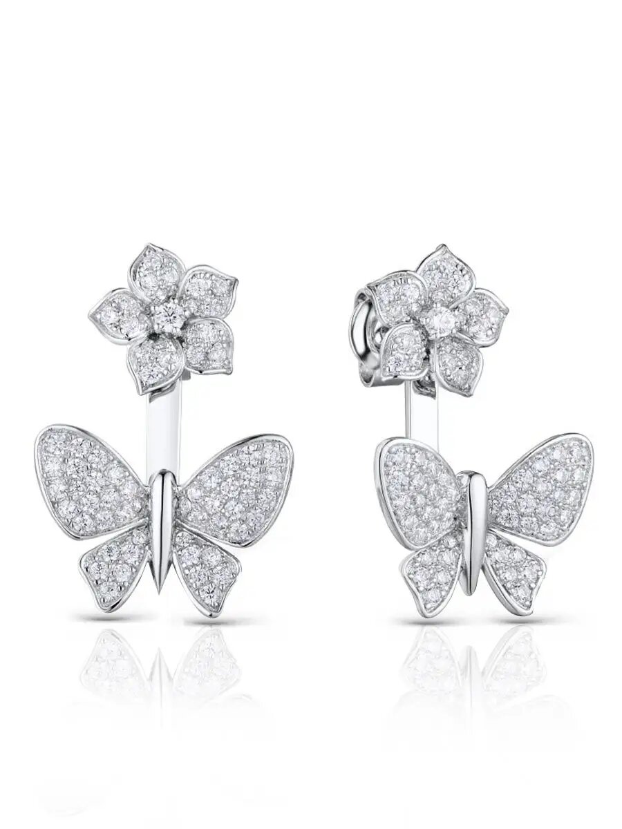 Серьги, серебро, 925 проба, фианит