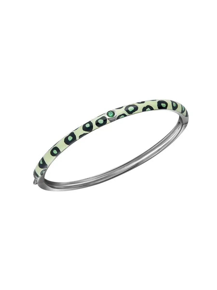 Браслет, серебро, 925 проба, оксидирование, фианит, эмаль