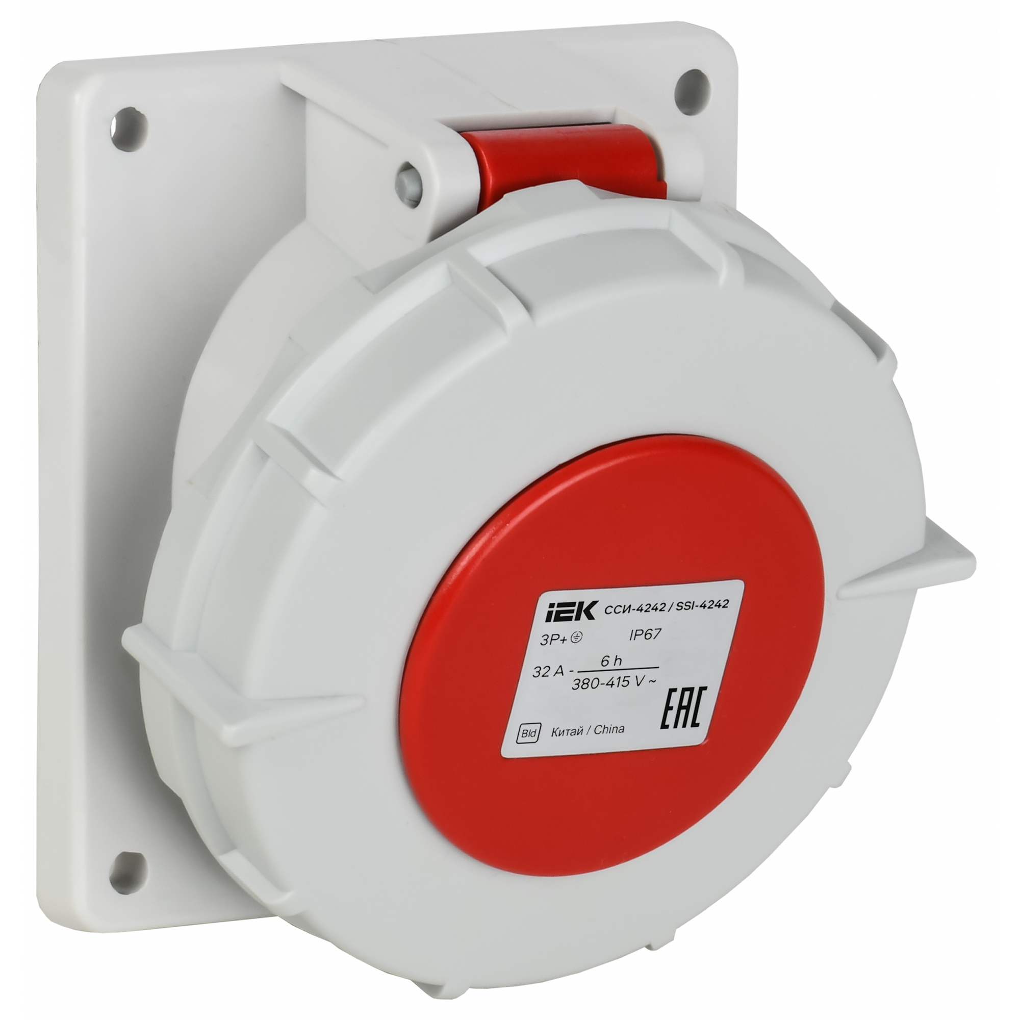 Розетка встраиваемая ССИ-4242 32А-6ч/380В 3P+PE IP67, IEK PSR42-032-4-0-67 (1 шт.)