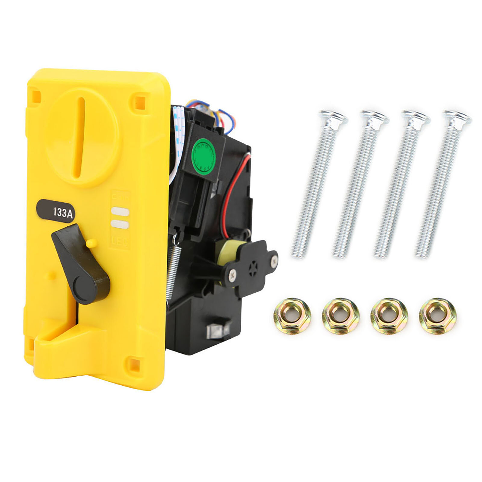 Монетоприемник с откидной крышкой и светодиодной подсветкой для игрового автомата, желтый.