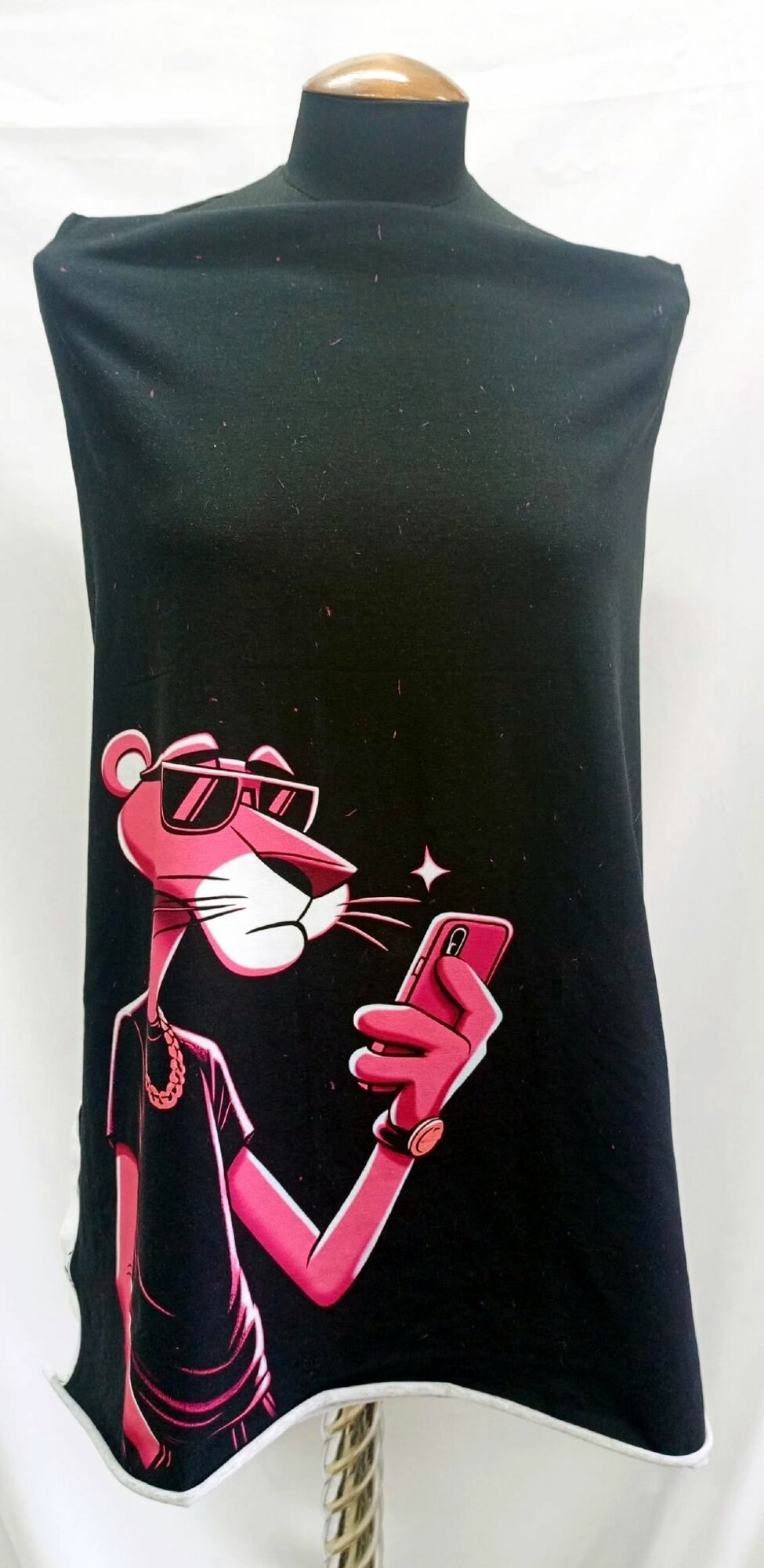 Трикотаж кулирка с лайкрой купон " Пантера на черном", ткань для шитья, высота купона 73 см, ширина 180 см