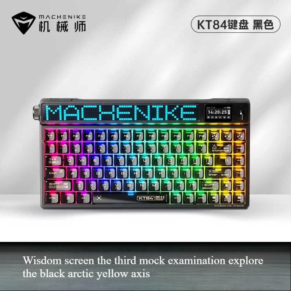 Machenike KT84 Трехрежимная Механическая Клавиатура Со Светодиодной Подсветкой С Возможностью Горячей Замены